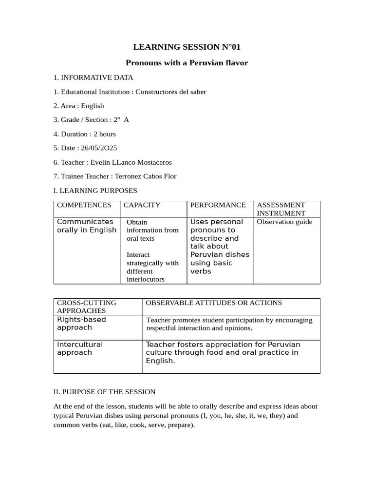 Learning Session 1 - 2°a | PDF | Learning | Human Communication