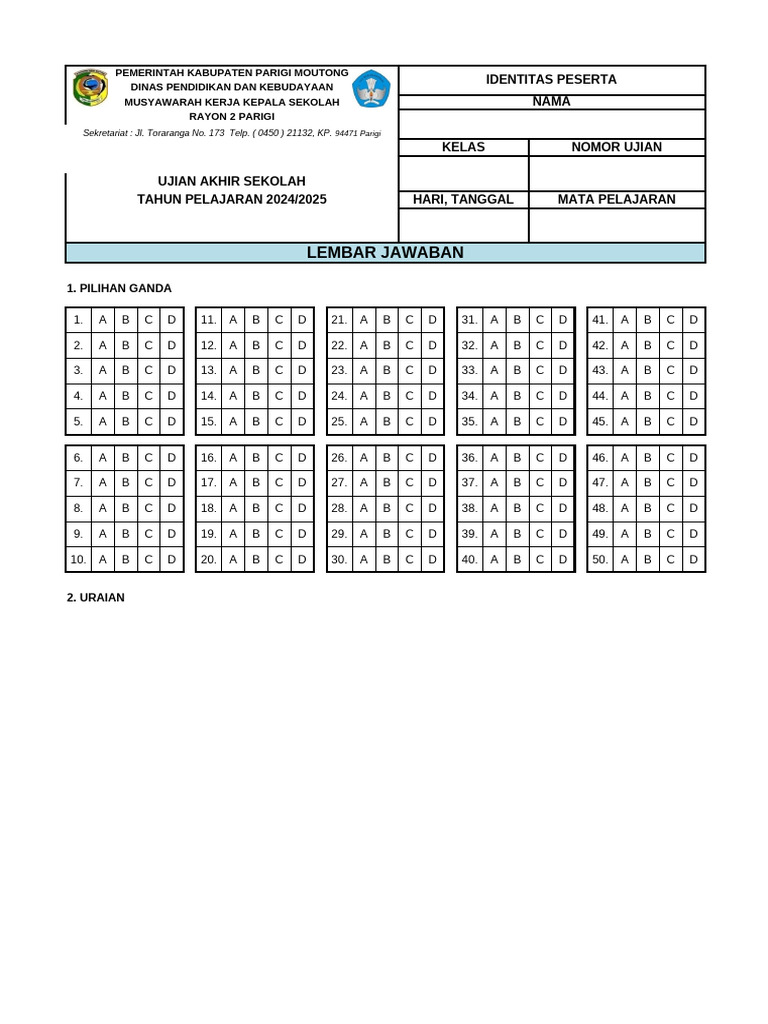 Lembar Jawaban UAS | PDF