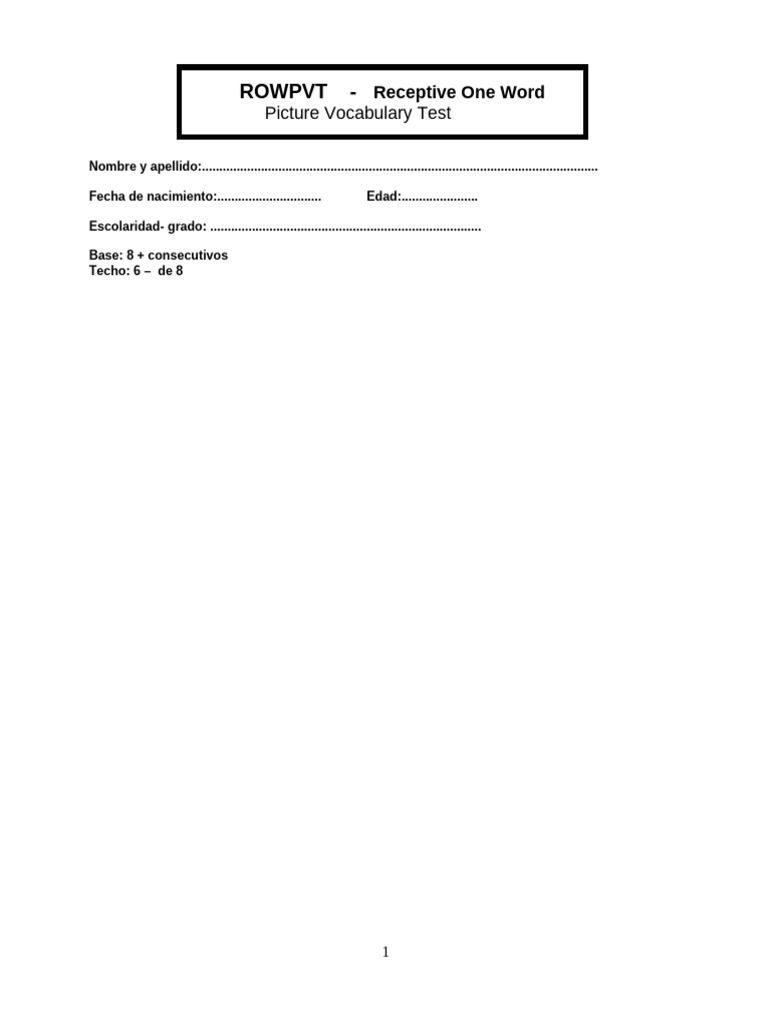 ROWPVT-Receptive One Word | PDF