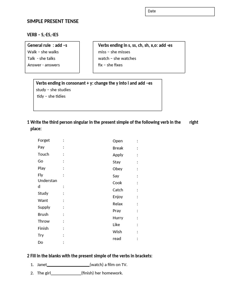 Simple Present Tense Gramer | PDF | Linguistics | Linguistic Morphology