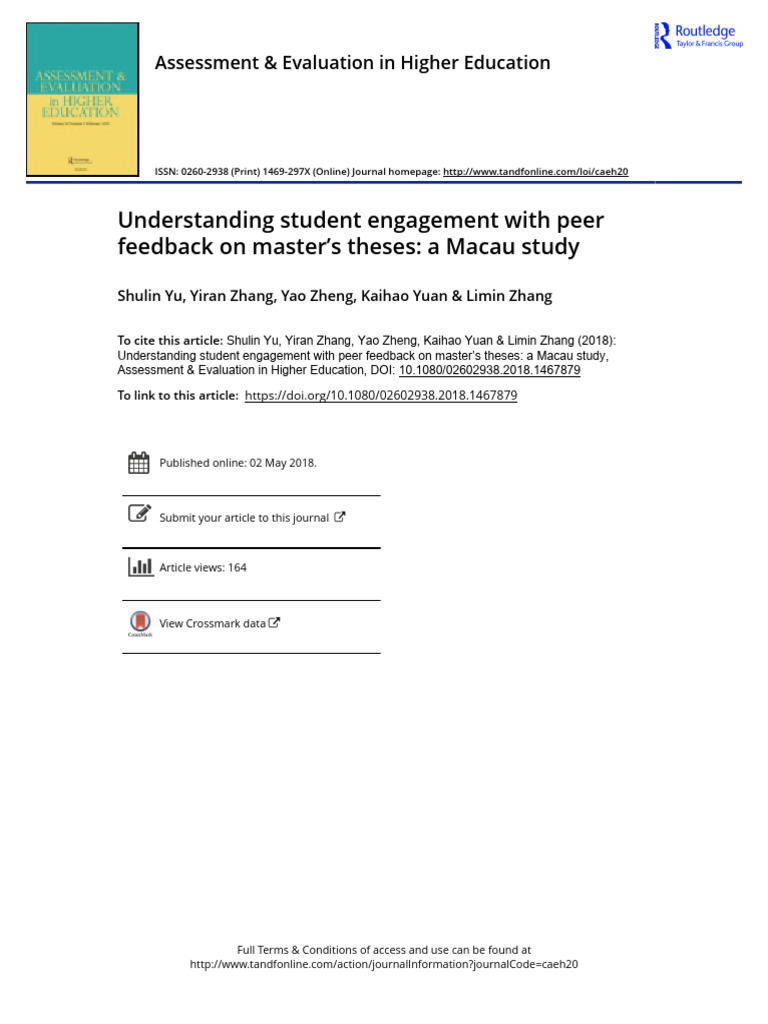 Student Engagement in Peer Feedback | PDF | Thesis | Data Analysis