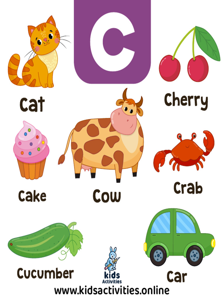 Letter C Vocabulary Words Cards For Preschool | PDF