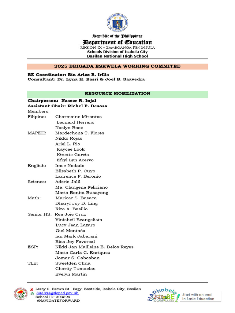 BE Working and Steering Committee | PDF | Philippines