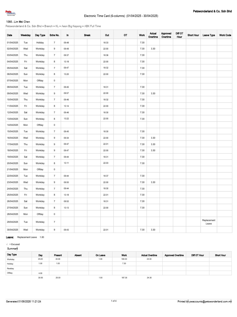 Electronic Time Card (6-Columns)20250501 (16) | PDF | Industrial ...