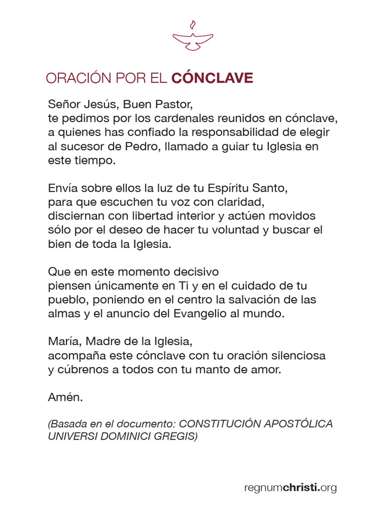 Oracion RC Por El CONCLAVE | PDF