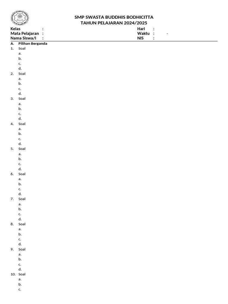 Soal Utama Semester Genap | PDF