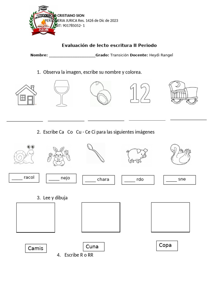 Evaluación Intermedia 2 Periodo Transicion[1] | PDF