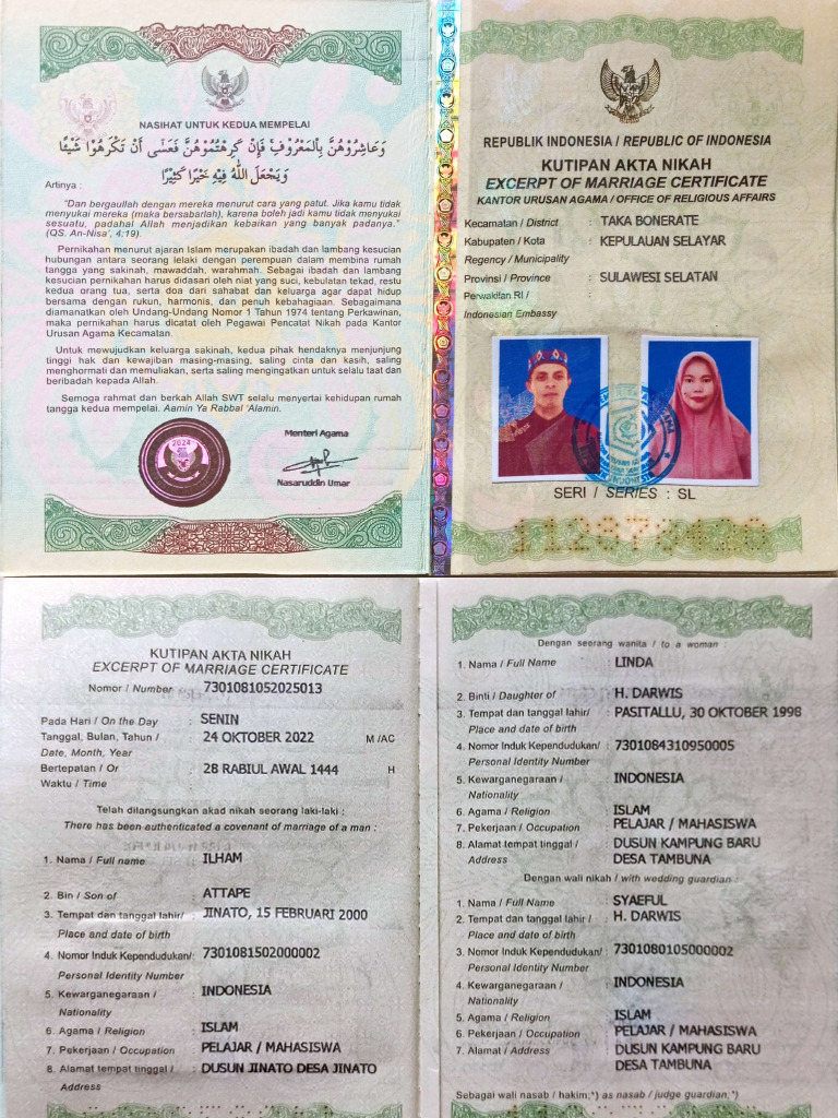 Buku Nikah Ilham Linda | PDF