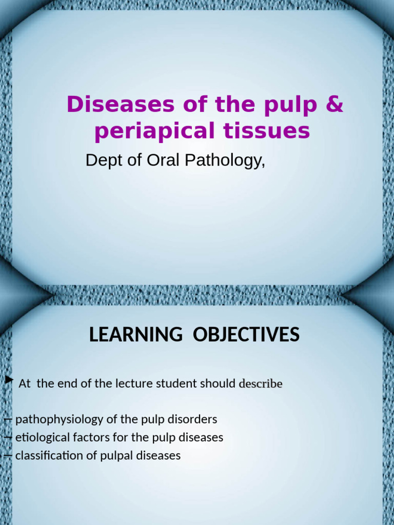 Pulp Periapical Pathologies 1 | PDF | Dental Anatomy | Tooth