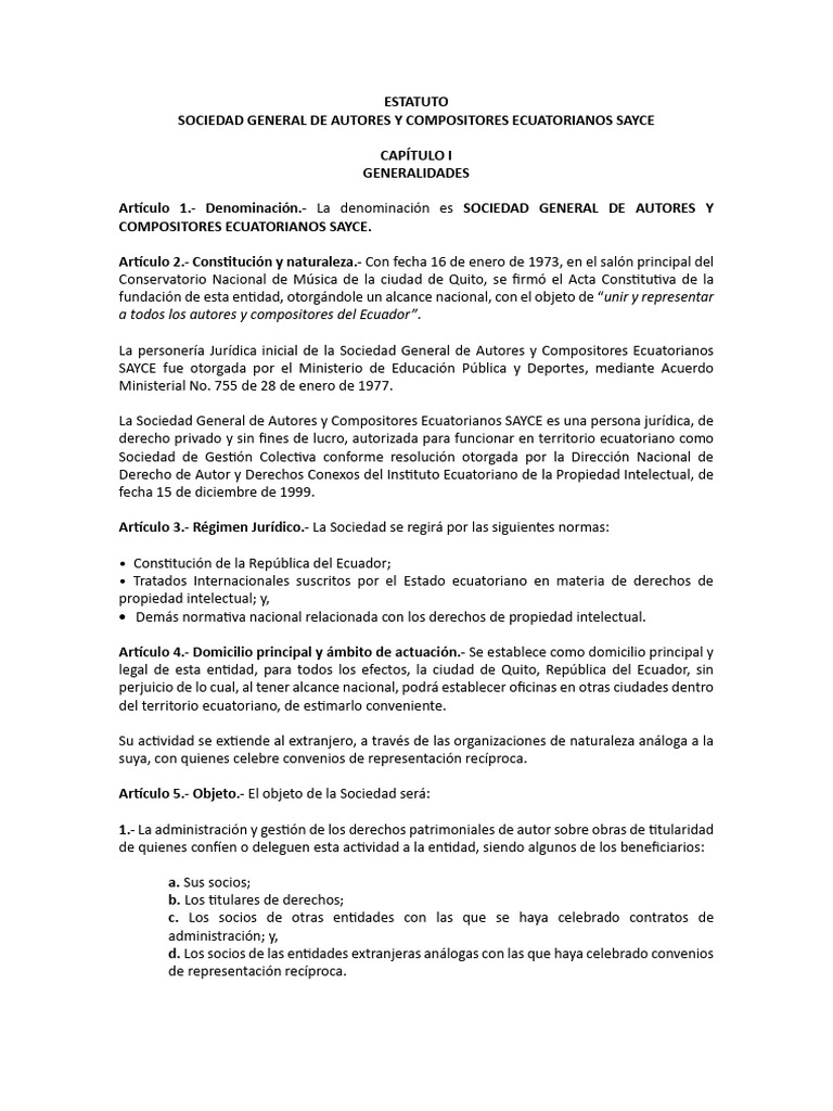 Reforma de Estatuto | PDF | Regulación | Propiedad intelectual