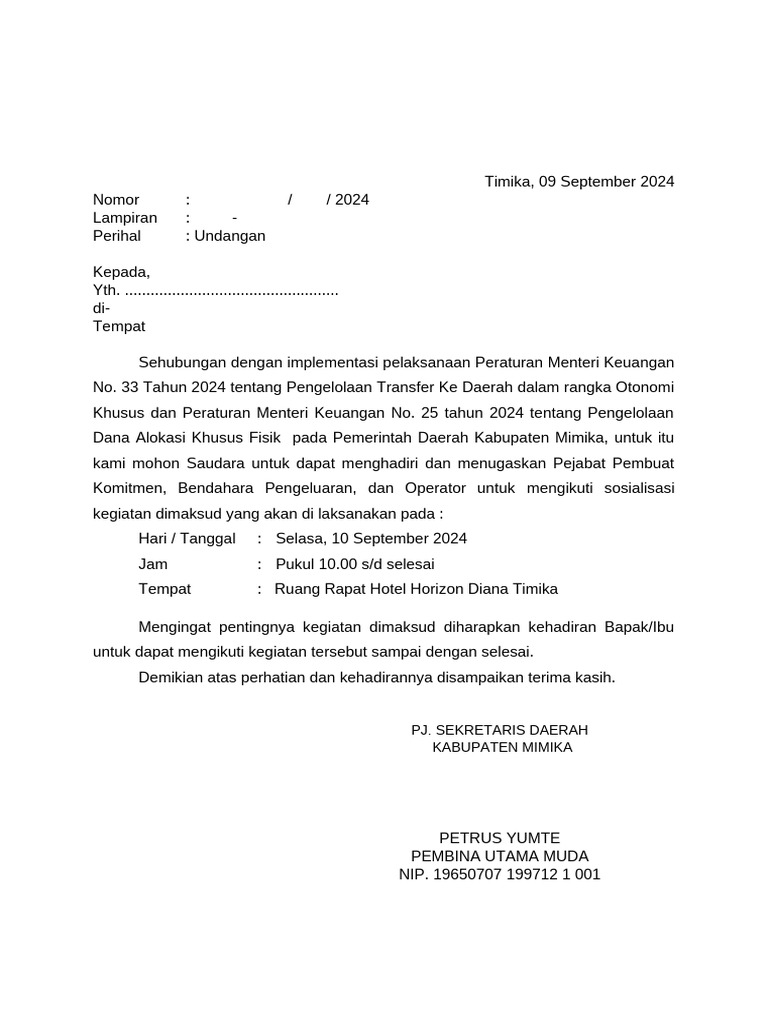 Undangan Pembinaan Sistem | PDF