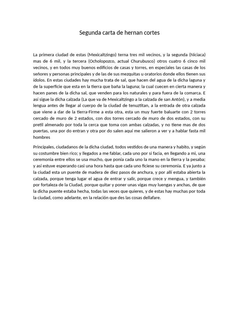 Segunda Carta de Hernan Cortes | PDF