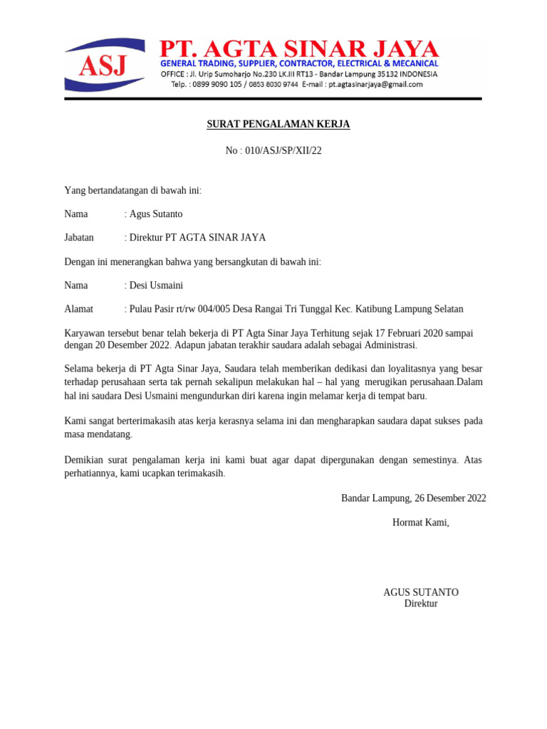 Contoh Surat Paklaring | PDF