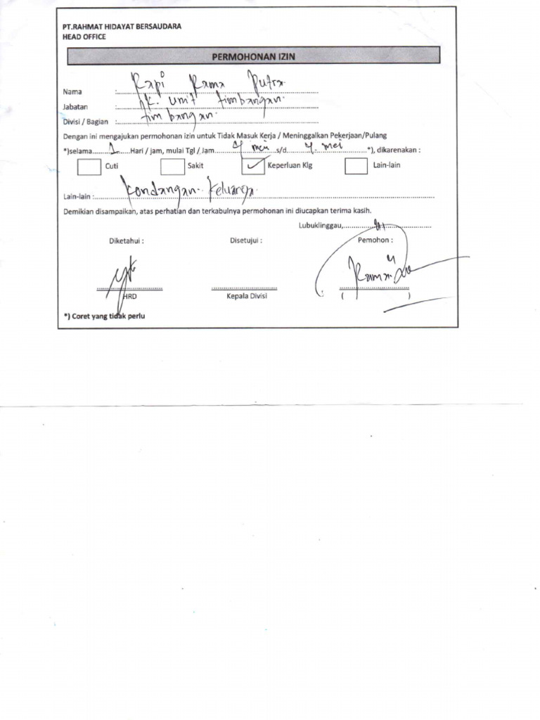 Surat Tugas, Izin, Cuti Dan Absen | PDF