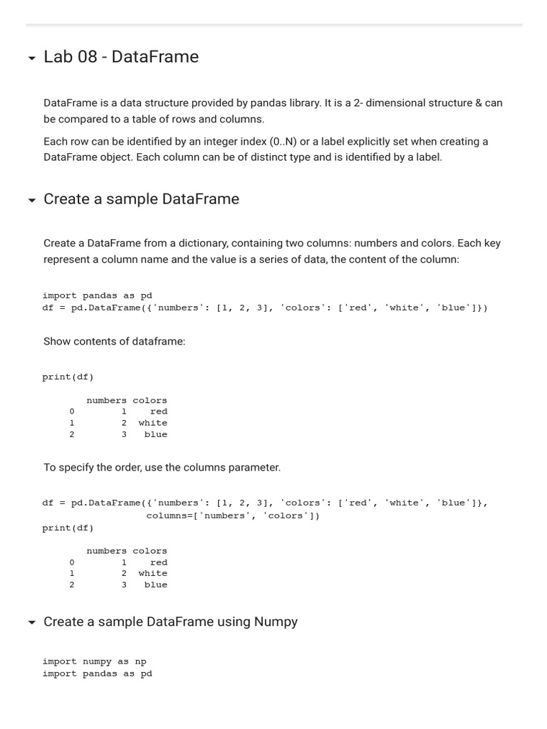 Lab 08-Data Frame | PDF