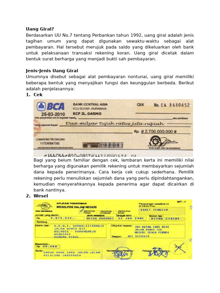 Uang Giral | PDF