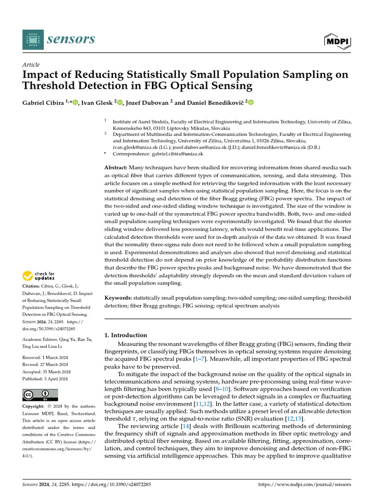 Impact of Reducing Statistically Small Population Sampling On Threshold Detection in FBG Optical ...