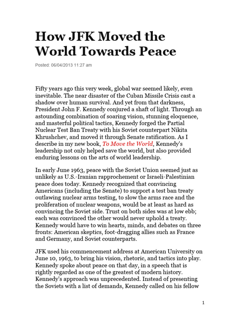 JFK's Leadership for Global Peace | PDF | John F. Kennedy ...