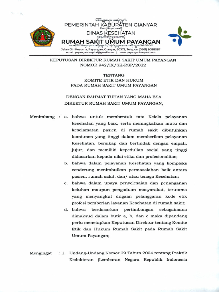 SK Komite Etik Dan Hukum | PDF