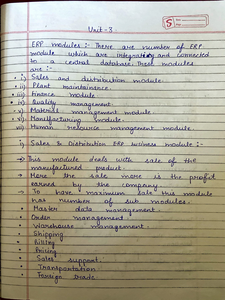 ERp Unit 3 | PDF
