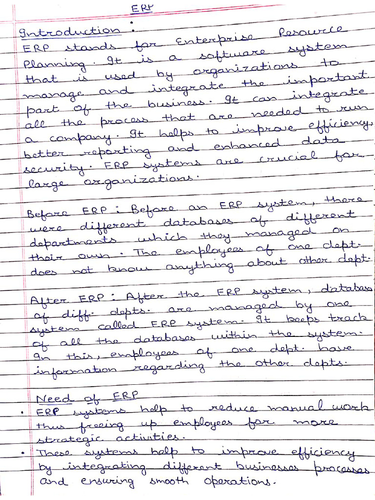 ERP Notes-1,2 Unit | PDF