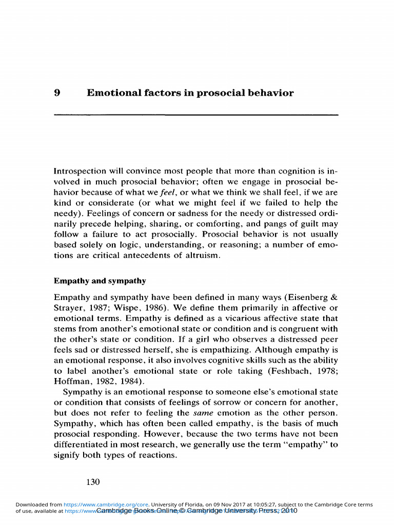 Emotional Factors in Prosocial Behavior | PDF | Empathy | Sympathy