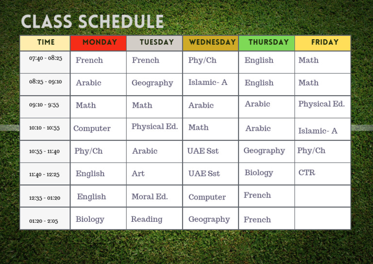 Grade 6 C Class Schedule | PDF