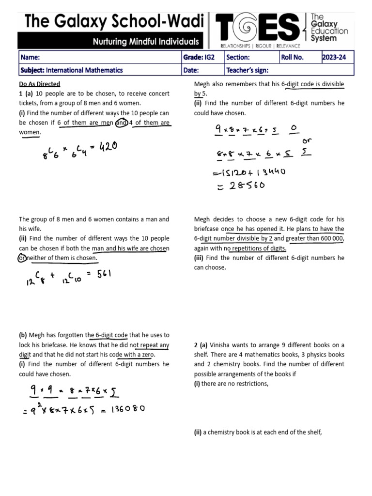 Permutations and Combinations - AdMath | PDF | Mathematics