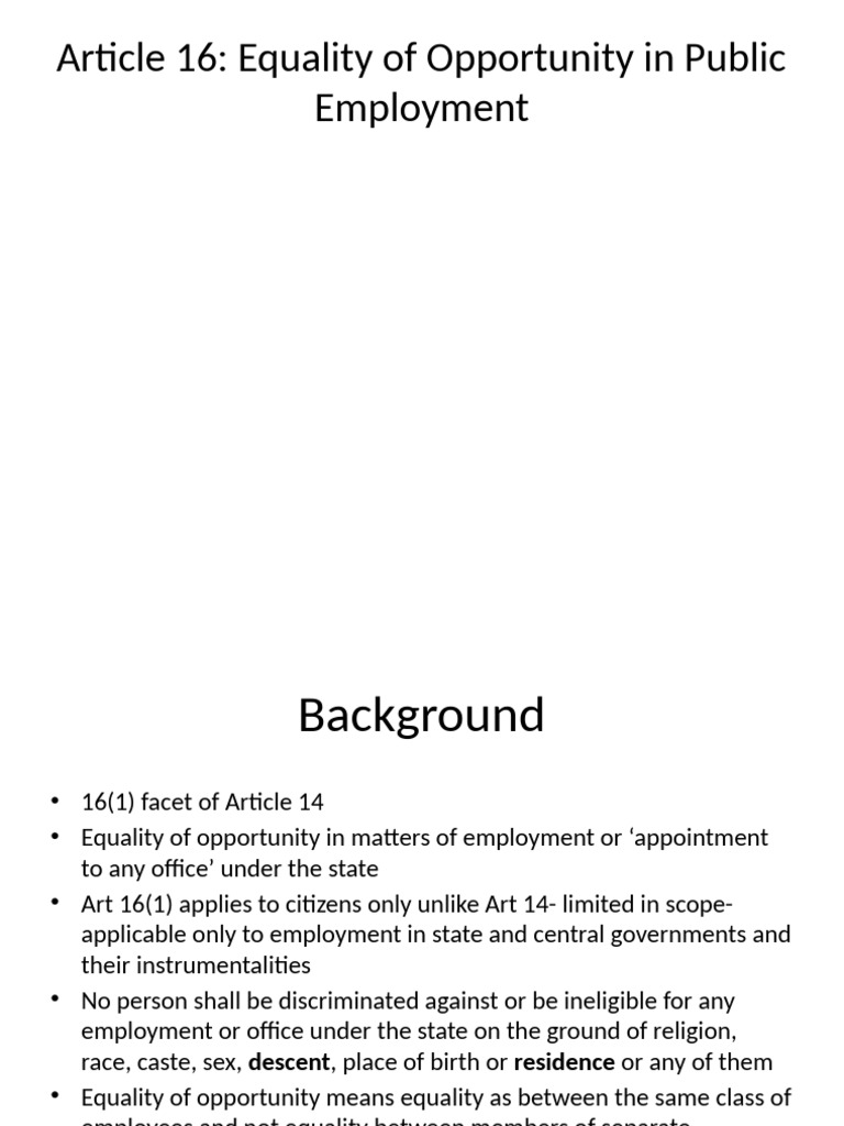 Art 16 - Equality of Opportunity | PDF | Justice | Crime & Violence