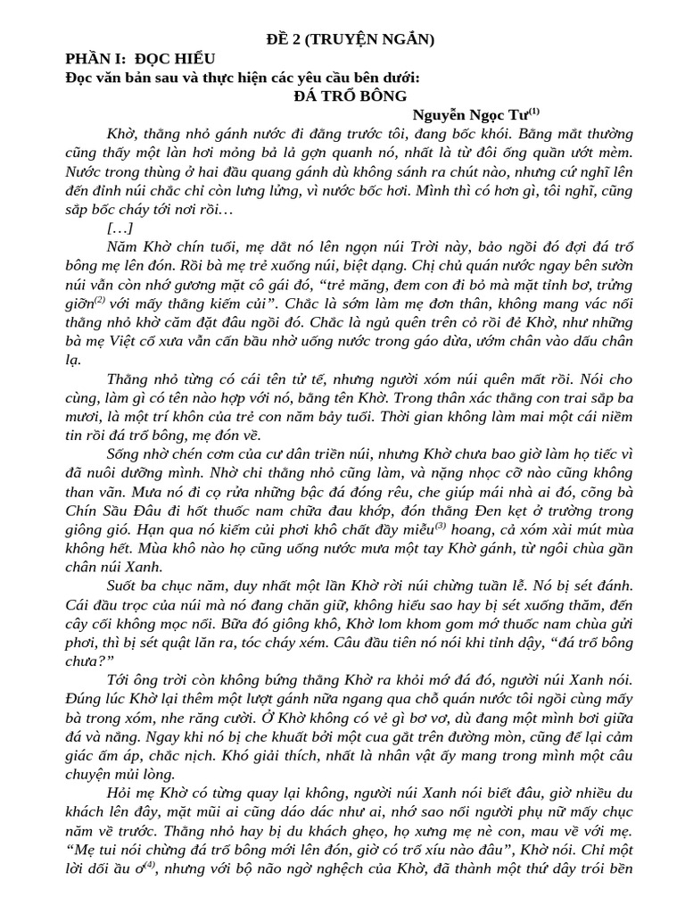 ĐỀ 2 Truyện Đá Trổ Bông | PDF