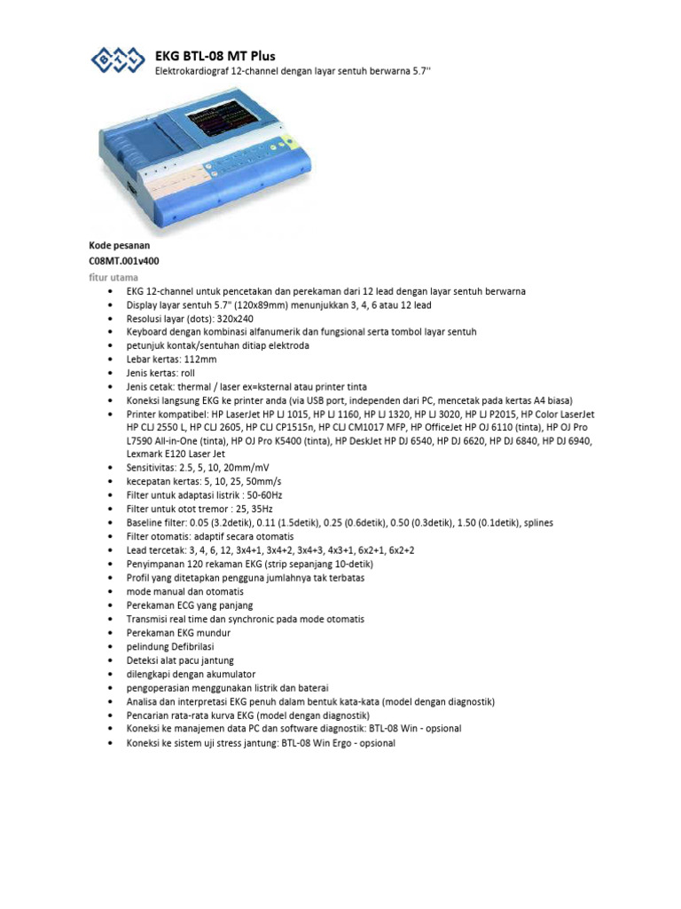 Ekg BTL MT Plus | PDF