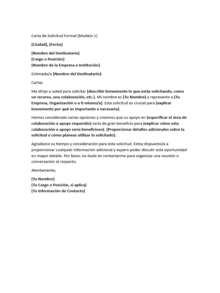 Carta de Solicitud Formal | PDF