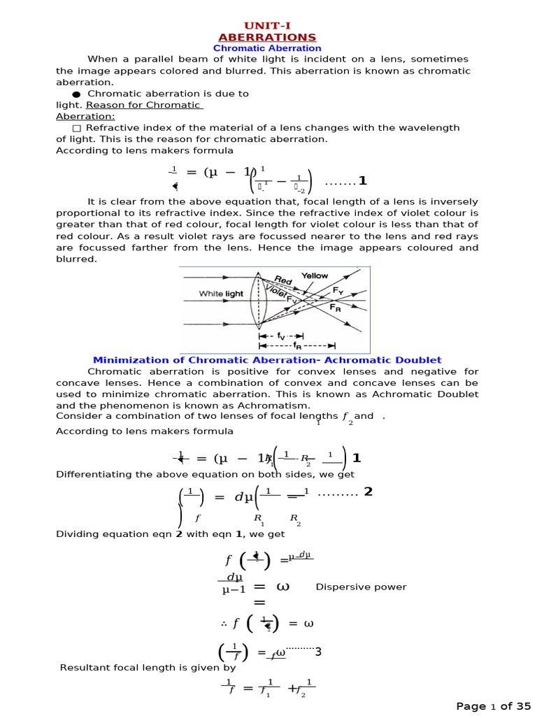 Optic Notes | PDF | Diffraction | Refractive Index