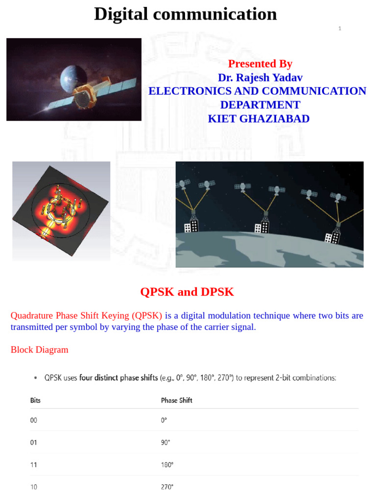 Unit 3 - Lect - 3 (QPSK and DPSK) | PDF | Modulation | Broadcast Engineering