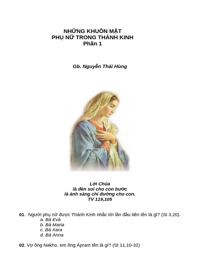 VHTK - Khuon Mat Phu Nu Trong Kinh Thanh Phan 1 | PDF
