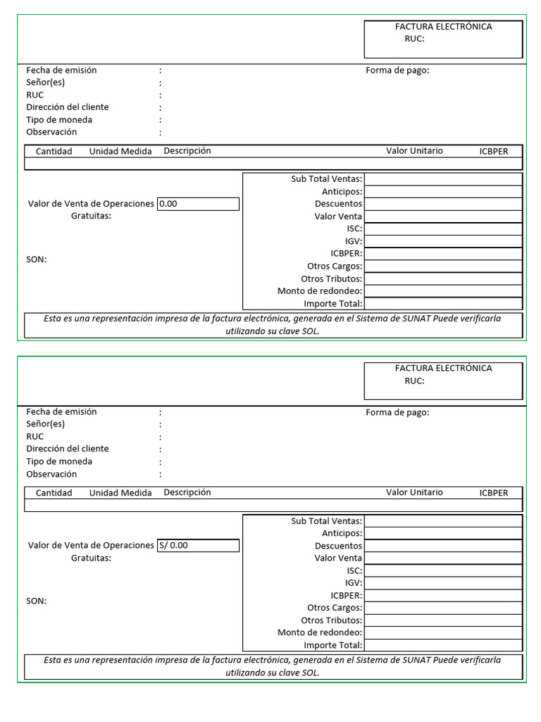 Factura - Formato para Rellenar | PDF | Tecnología bancaria | Pagos