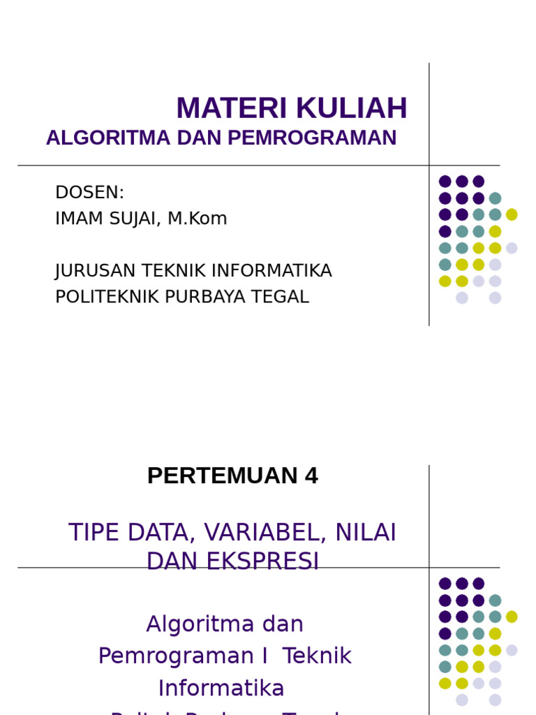 Tipe Data dan Variabel dalam Algoritma | PDF