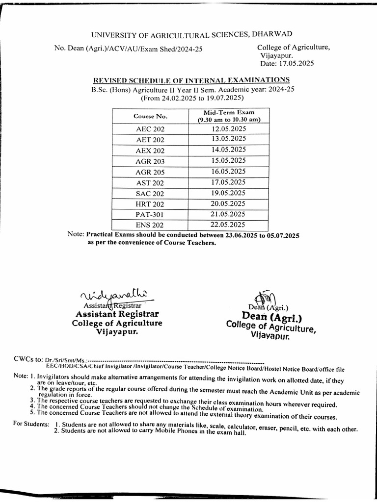 Exam Schedule | PDF