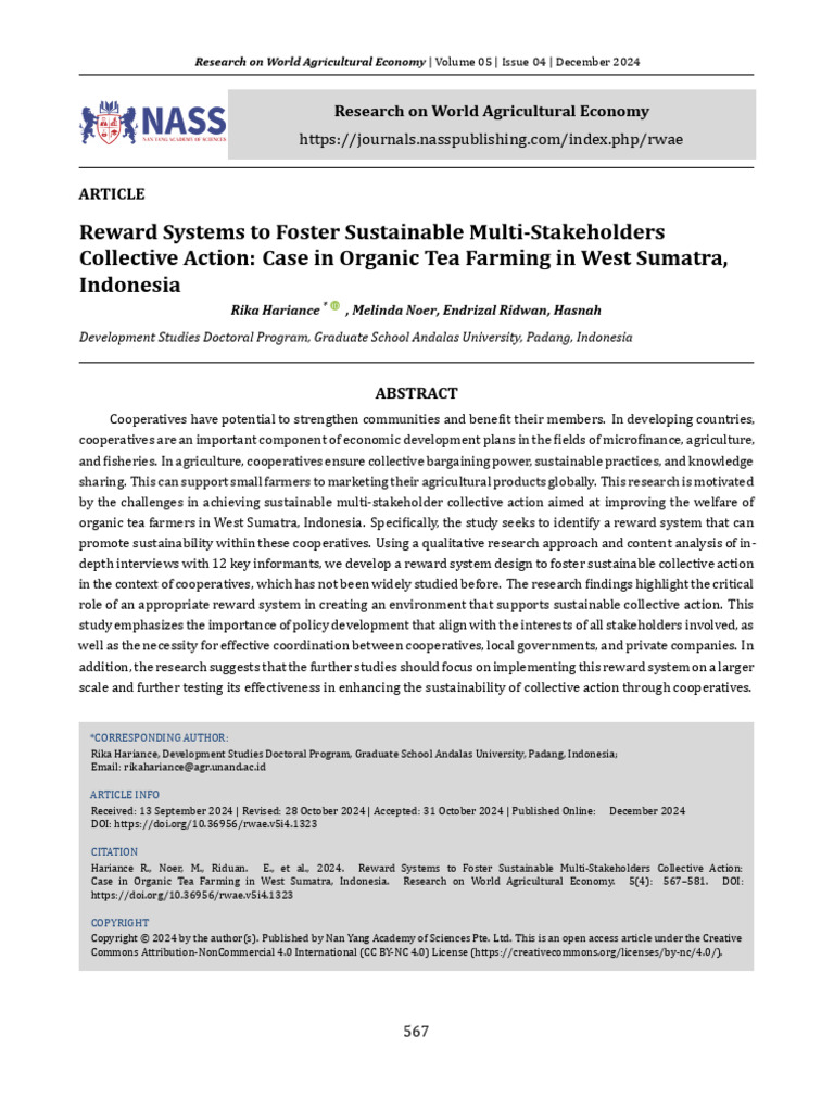 Reward Systems To Foster Sustainable Multi-Stakeholders Collective ...