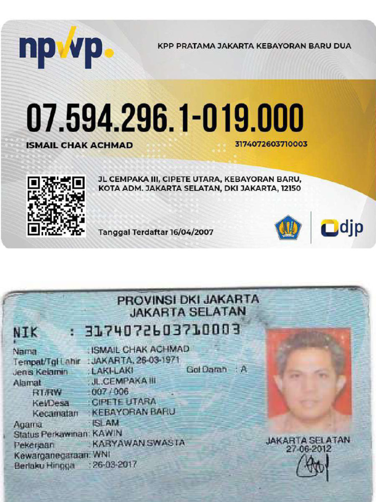 KTP & NPWP Pemegang Saham TSG Ismail Chak Achmad | PDF