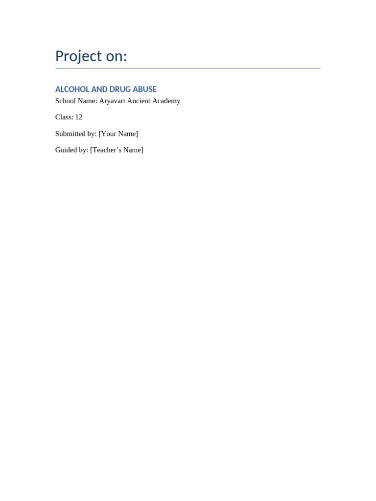 Alcohol and Drug Abuse Awareness Project | PDF | Drug Rehabilitation ...