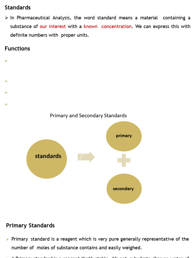 Primary and Secondary Standards. | PDF