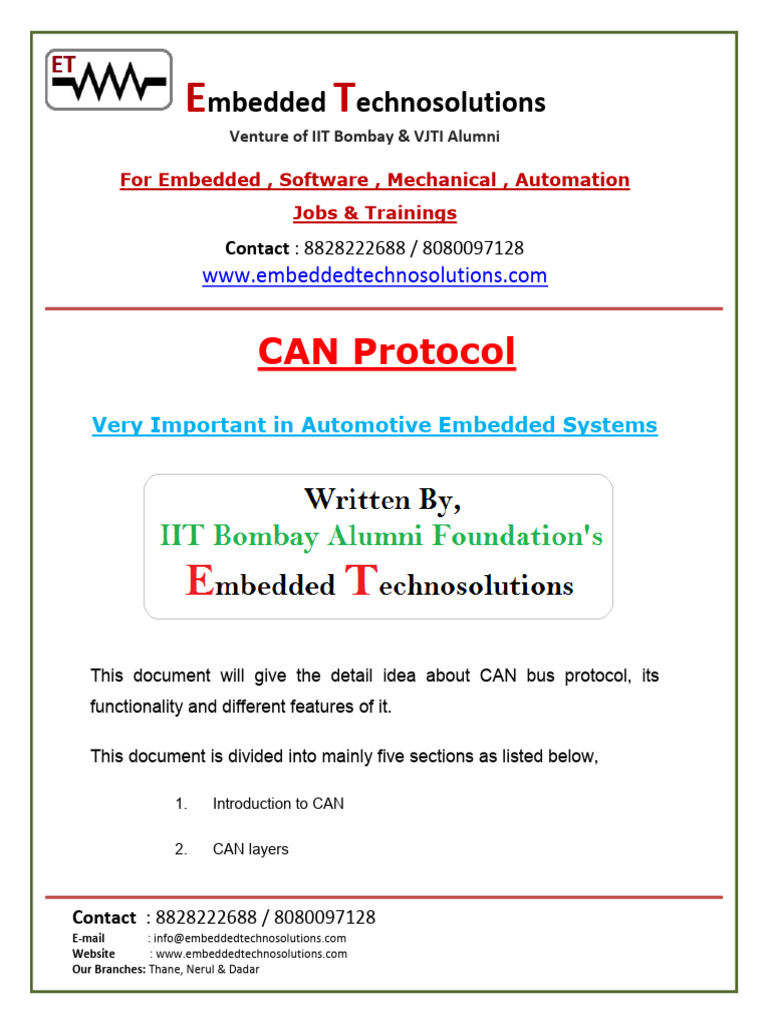 Importance of CAN Protocol in Automotive Industries | PDF ...