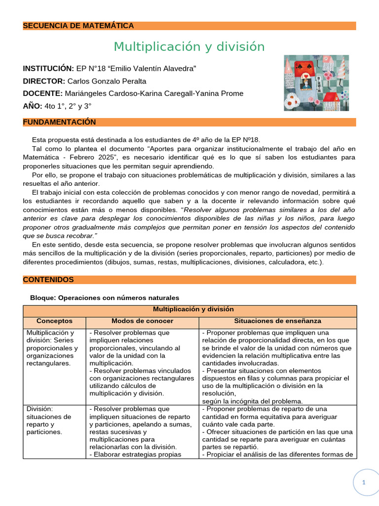4º MAT - MULTIPLICACIÓN y DIVISIÓN | PDF | División (Matemáticas ...