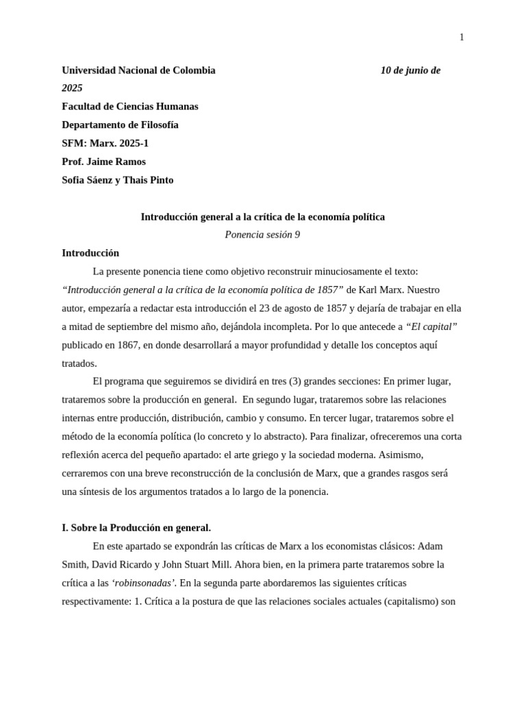 SFM Marx - Ponencia Sesión 9 - Sofia Saenz y Thais Pinto | PDF | Capitalismo | Karl Marx