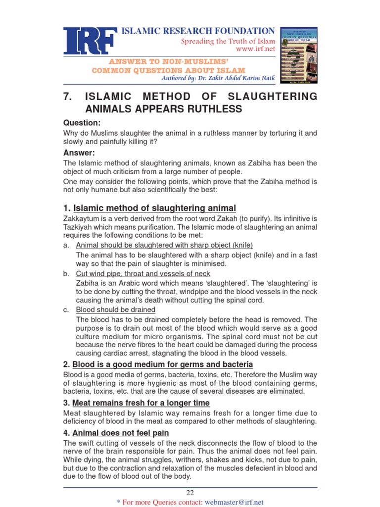 Islamic Method of Slaughtering Animals Appears Ruthless by Dr. Zakir ...