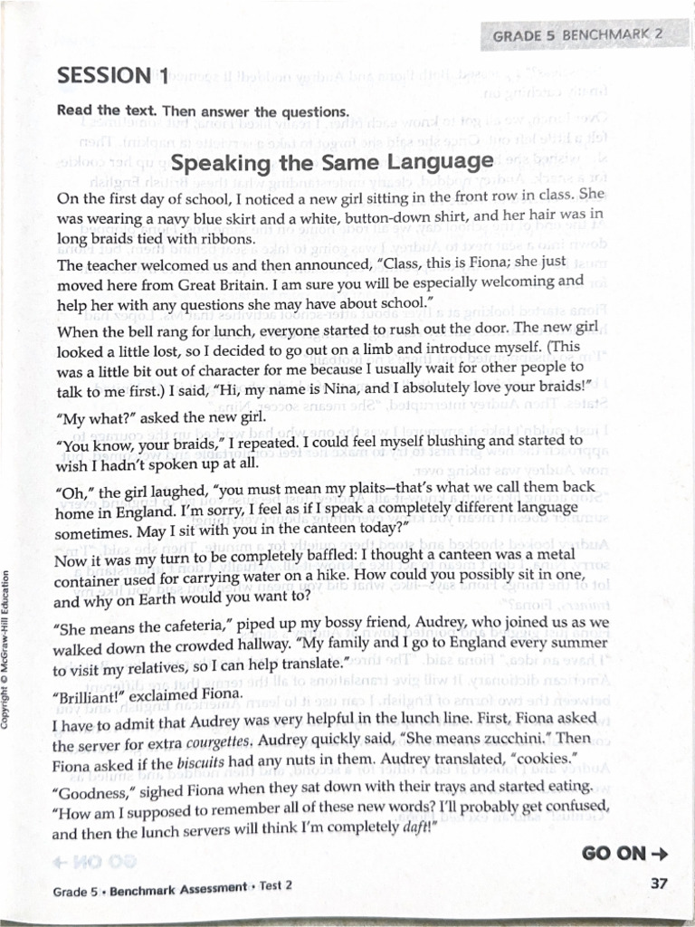 Think Smart Benchmark Assessment Test 2 Grade 5 | PDF