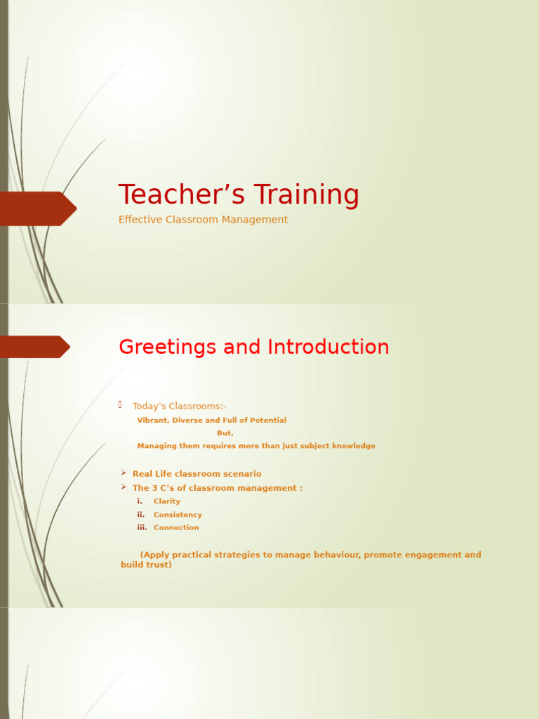 01 Teacher's Training | PDF | Classroom Management | Nonverbal ...