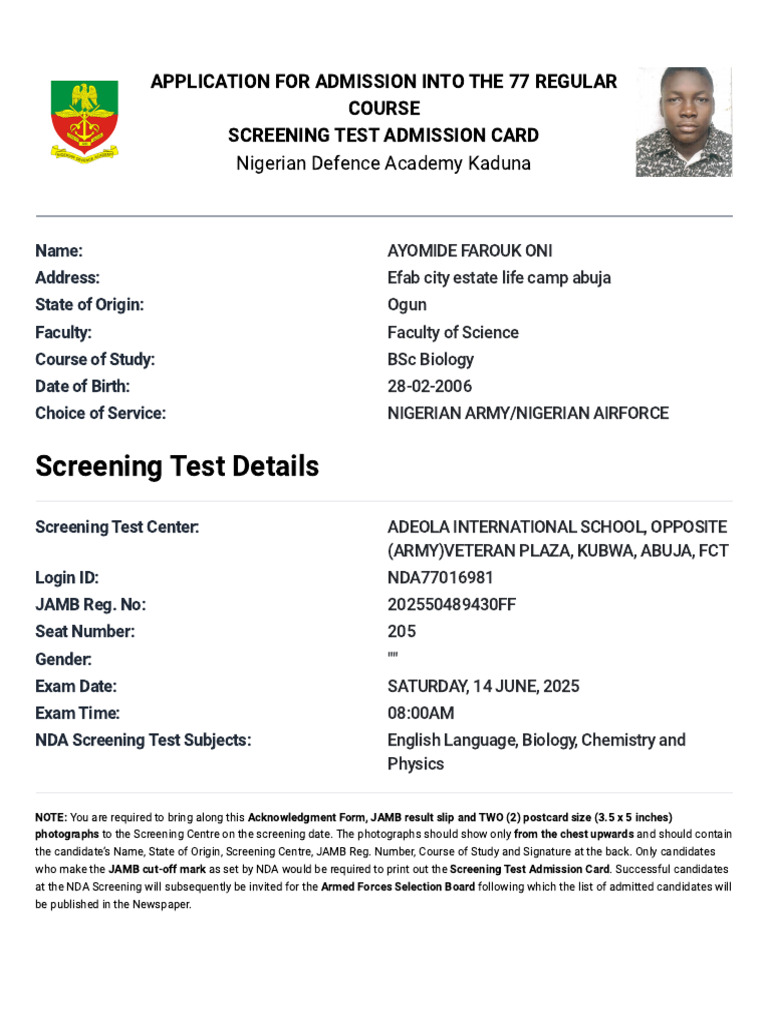 NDA 77 Regular Course Application | PDF