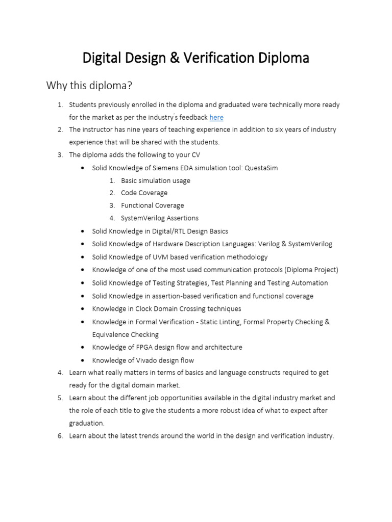 Digital Design & Verification Diploma | PDF | Hardware Description ...